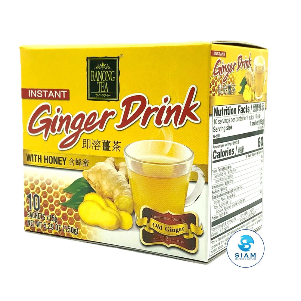 Instant ginger drink with honey - ranong (10 sachets-vol wt 10 oz) น้ำ