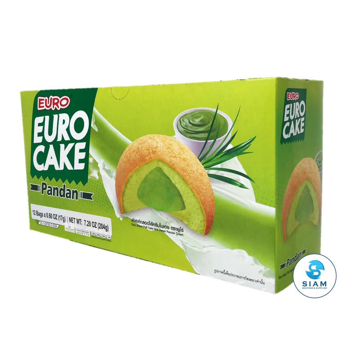 Puff Cake and Pandan Cream - Euro (12 packs-Vol Wt 20 oz) ยูโร่ พัฟเค้ ...